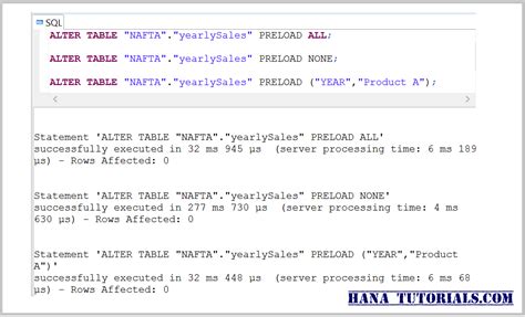 Hana Tutorials How To Configuring Hana Tables For Pre Load