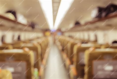 Premium Photo Abstract Blurred Train Interior Of A Passenger Car