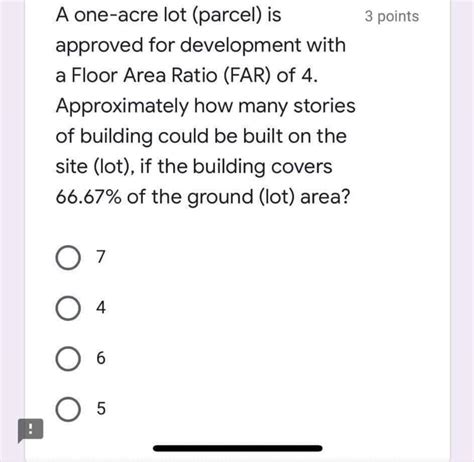 Solved 3 Points A One Acre Lot Parcel Is Approved For Chegg Com