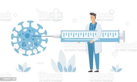 예방 접종 추상적 인 개념 의사가 주사기를 들고 바이러스에 주사를 합니다 벡터 스톡 일러스트레이션 노인에 대한 스톡 벡터 아트