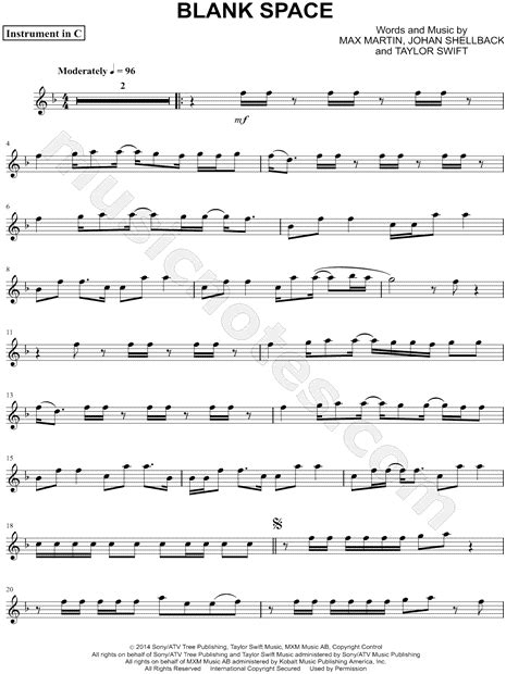 Taylor Swift Sheet Music For Flute