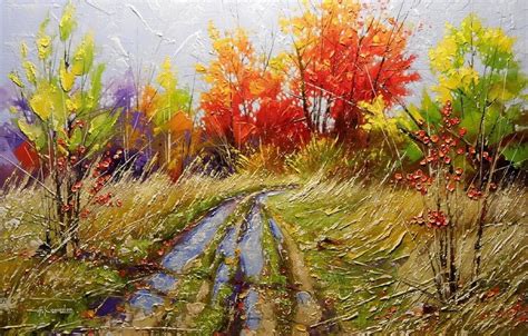 Wallpaper Road Autumn Forest Trees Landscape Berries Foliage