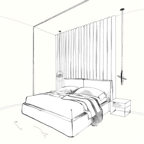 Premium Vector Pencil Drawing Interior Design Bedroom Sketch Modern Style