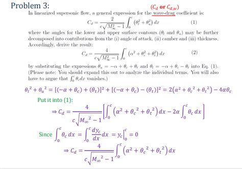 Problem 3 Wave Drag Coefficient In Linearized Chegg