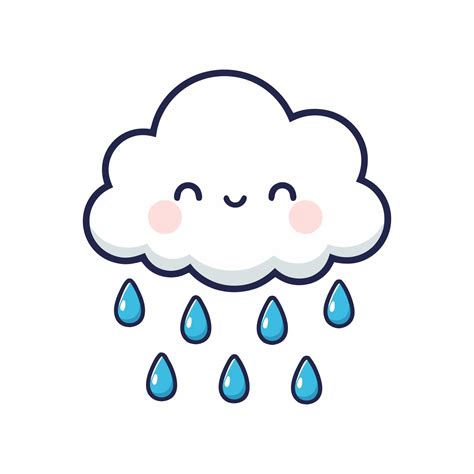 Cute Smiling Cloud With Rain Drops Illustration 77816230 Vector Art At