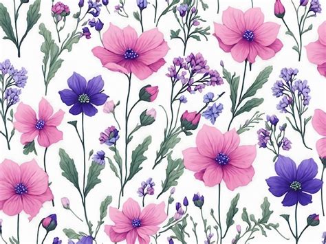 Premium Psd Pink Blue And Purple Wildflower Patterns Aigenerated