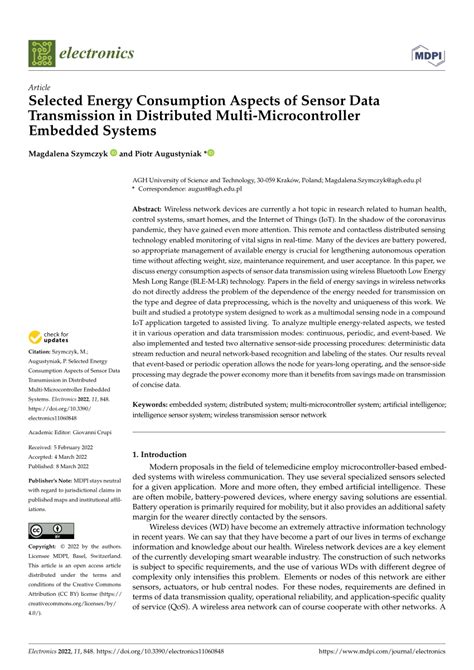 Pdf Selected Energy Consumption Aspects Of Sensor Data Transmission In Distributed Multi