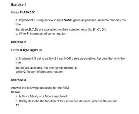Solved Exercise 1 Given Fabcd A Implement F Using As Few