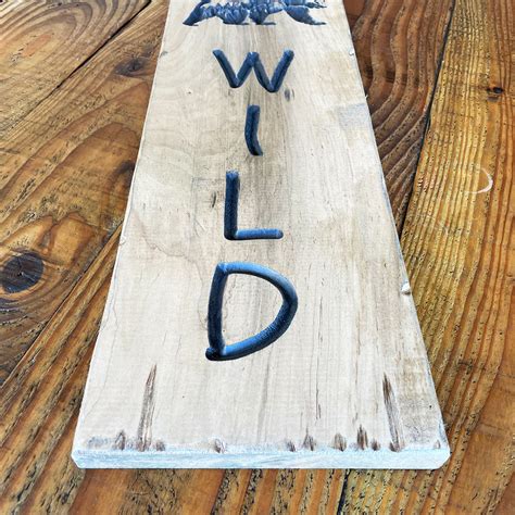 Carved Wood Welcome Sign Vertical Bear Art Stay Wild 7 X 36