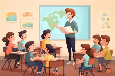 Premium Ai Image Illustration Drawing Of Teacher Giving Lecture Back