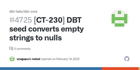 Ct 230 Dbt Seed Converts Empty Strings To Nulls · Issue 4725 · Dbt