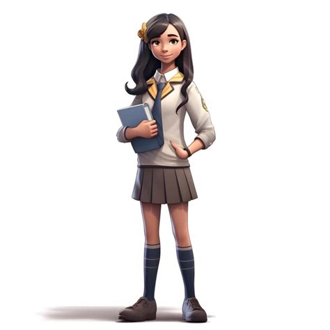 Premium Ai Image Illustration Of A Young School Girl With A Book On A