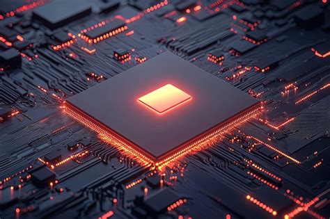 A Close Up Of A Processor Chip On A Circuit Board Premium AI Generated Image