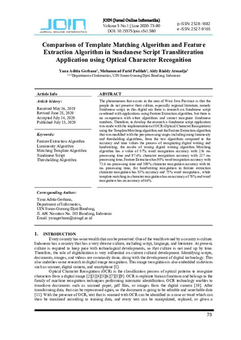 Pdf Comparison Of Template Matching Algorithm And Feature Extraction