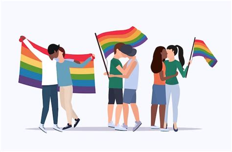 Premium Vector Female Lesbian Couples Hug And Kiss Homosexuality Love