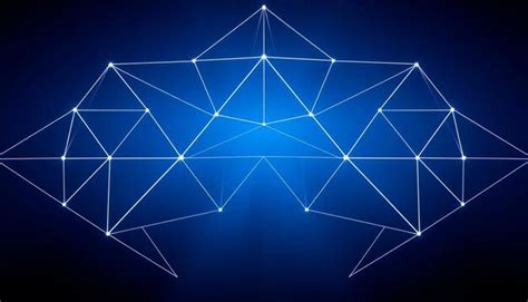 A Blue Background With The Lines Of The Triangles That Are Connected To