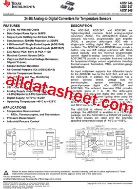 ADS1247 Datasheet PDF Texas Instruments