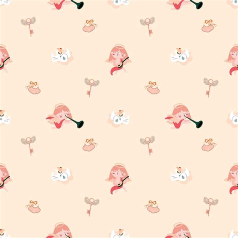 Premium Vector Pattern With Cute Cupids Flying In Air Set St