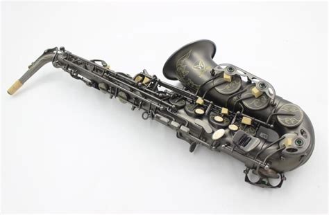 Margewate Alto Eb Tune Saxophone Hand Carved Flowers Black Nickel
