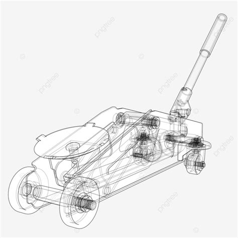Hydraulic Floor Jack Outline Vector Drawing Jack Engineering Drawing