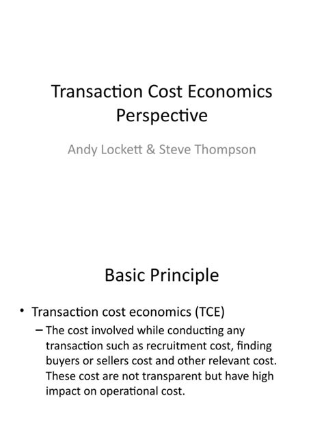 Transaction Cost Economics Perspective Pdf Economics Economies
