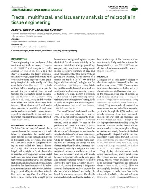 Pdf Fractal Multifractal And Lacunarity Analysis Of Microglia In Tissue Engineering