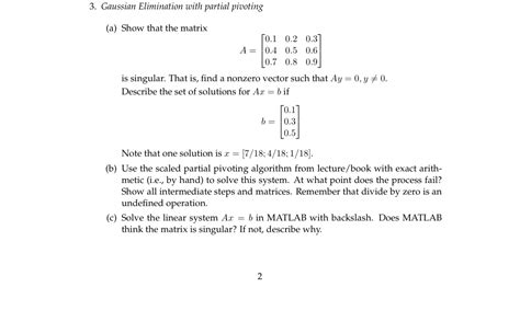 Solved Gaussian Elimination With Partial Pivotinga ﻿show