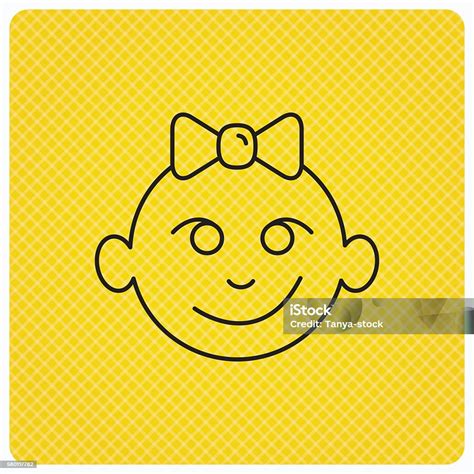 베이비 여자아이 얼굴 아이콘을 클릭합니다 자녀에게 웃으세요 팻말 곧은에 대한 스톡 벡터 아트 및 기타 이미지 곧은 귀여운