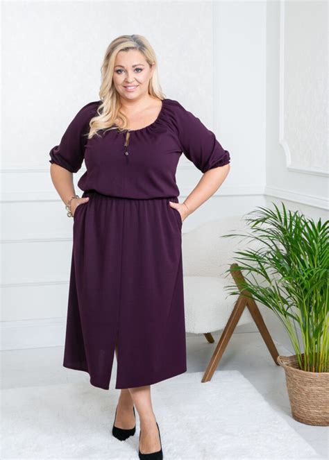 Sukienka Hiszpanka Plus Size Śliwkowa MELODY AWiS moda w każdym