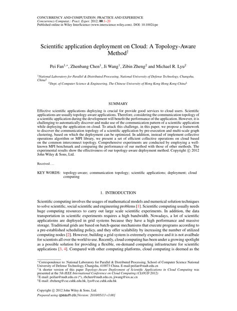 Pdf Topology Aware Deployment Of Scientific Applications In Cloud
