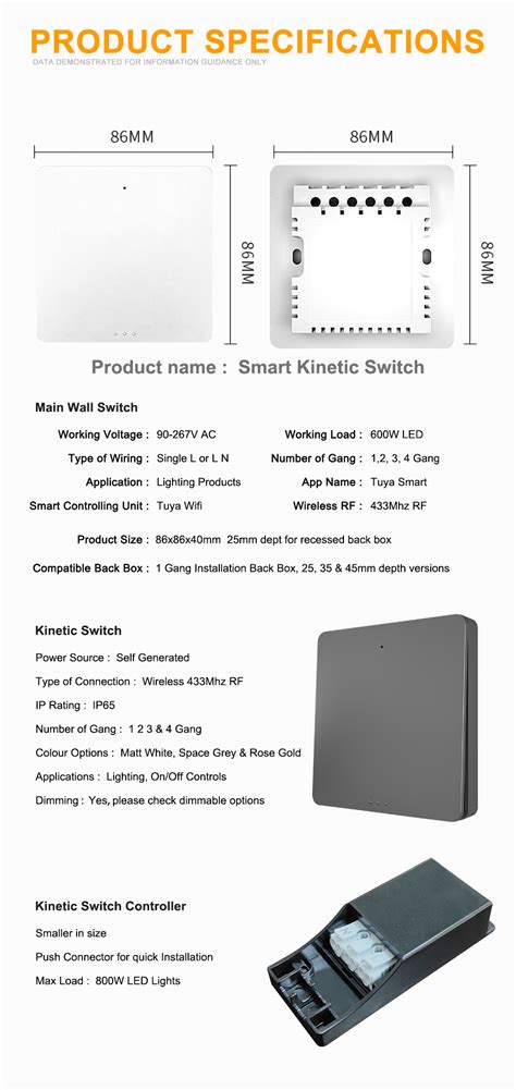 Kinetic Switch Smart Tuya Wifi Zigbee Wireless Rf 433 Momentary Energy