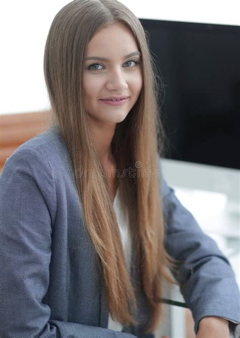 Female Office Employee Sitting At A Desk Stock Image Image Of Girl