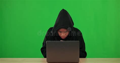 Black Woman Green Screen Or Hacker Hacking On Laptop In Cybersecurity Information Technology