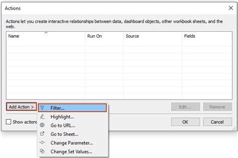 Tableau Action Filters