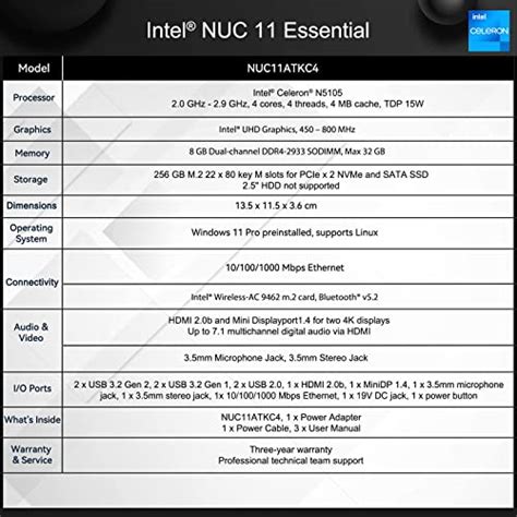 Intel NUC 11 Mini PC With Quad Core Celeron N5105 Versatile Mini Computers 8GB DDR4 RAM 256GB