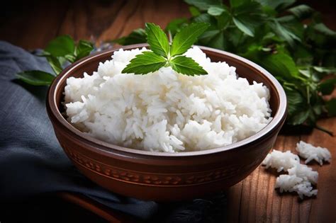 Premium Ai Image White Rice Healthy Meal