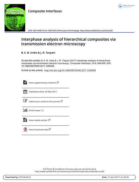 Pdf Interphase Analysis Of Hierarchical Composites Via Transmission Electron Microscopy