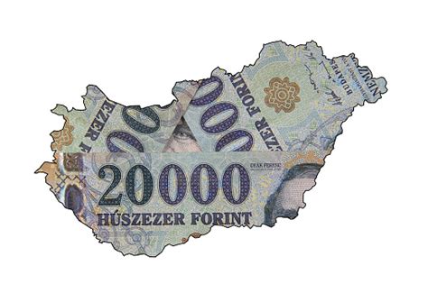헝가리의지도 배경 20000 포린트 지폐 페렌크 Deak 배경으로 지폐의 스택 유럽 헝가리 모든 것을 볼 수 있는 눈 모티프
