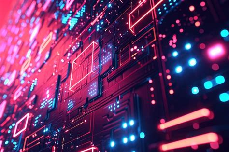premium photo a computer screen displaying vibrant neon lights in a