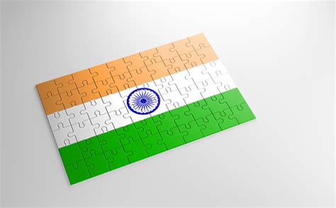 인도 국기의 인쇄와 직소 퍼즐 흰색 배경에 고립 된 퍼즐의 조각 성취와 완벽한 개념 국가 무결성의 상징 3d 일러스트레이션 개념에 대한 스톡 사진 및 기타 이미지 Istock