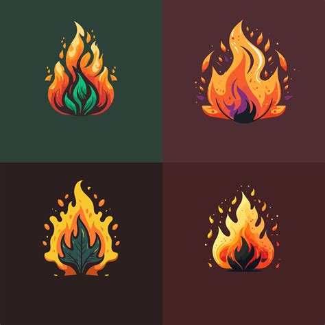 Hot Fire Flame Logo Icon Collection Set In Vector Illustration 15311936 Vector Art At Vecteezy