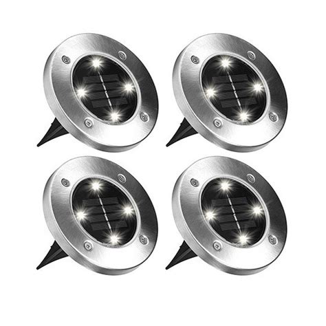 Солнечные Уличные Светильники Solar Disk Lights 4 Шт Садовые Фонари на Солнечных Батареях