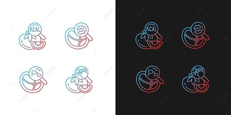 Gradient Icons Set For Dark And Light Mode For Testing Food