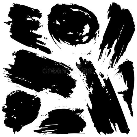 set of black grunge ink blobs vector stock vector illustration of