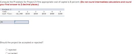 solved compute the pi statistic for project z if the