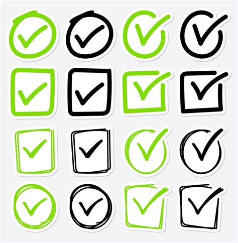 Set Of Hand Drawn Check Mark Vector Art At Vecteezy