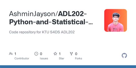 GitHub AshminJayson ADL202 Python And Statistical Modelling Lab Code
