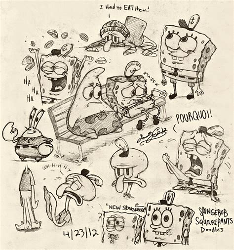 Spongebob Pencil Sketches Iii By Dwightyoakamfan On Deviantart