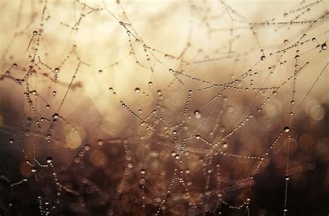 Water Drops Macro Depth Of Field Spiderwebs Hd Wallpaper