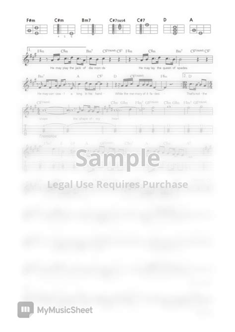 Sting Shape Of My Heart 반주곡 By 싱글벙글 우쿨렐레 曲谱